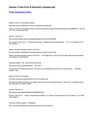 Fillable Online Quarter 4 Test Form B Geometry Answers Fax Email Print