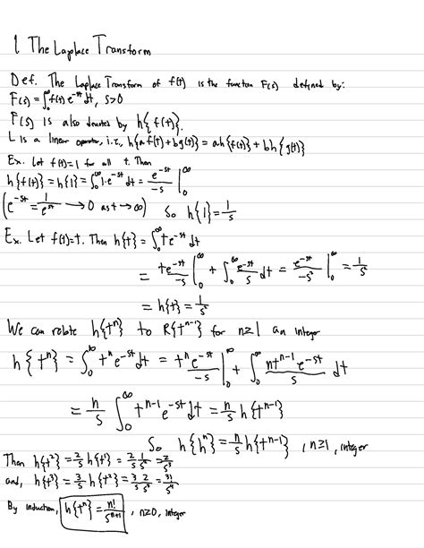 Laplace Transform Lec 1 The Laplace Transform Def The Laplace