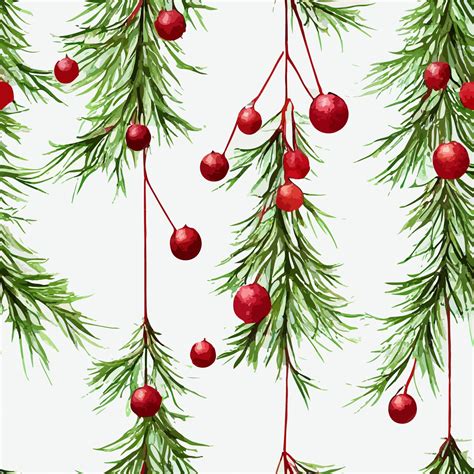 Premium Vector Seamless Christmas Decoration Branch Watercolor Omela