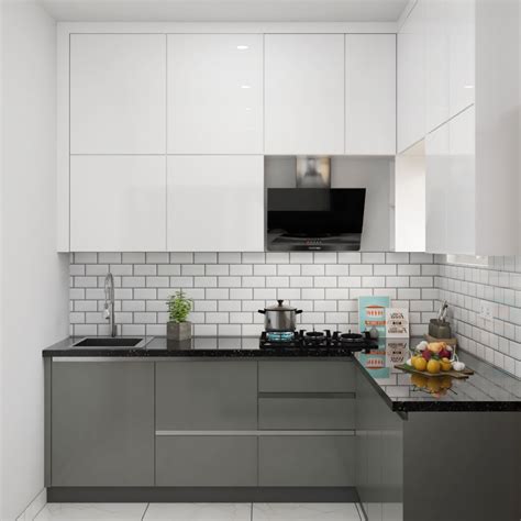 Modern L Shaped Modular Kitche Design With Dove Grey And Frosty White