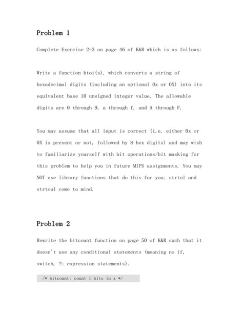 C Programming Exercises K R Problems
