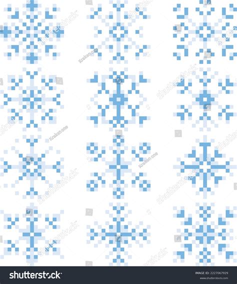 12 Set Snowflake Pixel Art Customizable Stock Vector Royalty Free