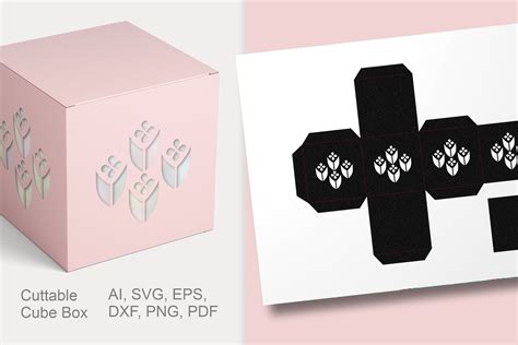 Geometric Flowers Cube T Box Template · Creative Fabrica