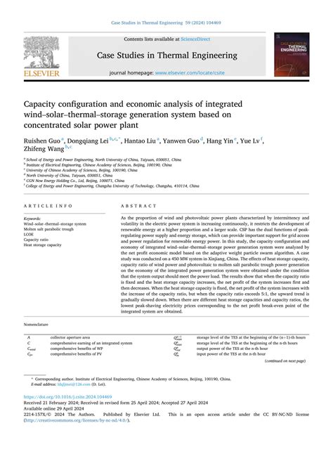 pdf capacity configuration and economic analysis of integrated wind