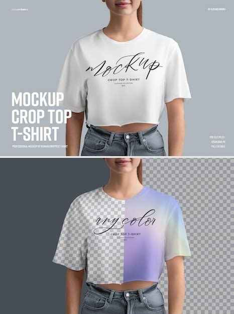 Premium Psd Mockups Crop Top Woman T Shirt