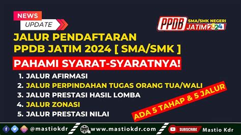 Jalur Pendaftaran PPDB Jatim 2024 Jenjang SMA SMK Negeri