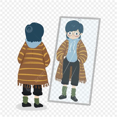 설날 일러스트 문자 손으로 그린 그림 화이트 미러 아름다운 아가씨 거울을보고있는 어린 소녀 거울 클립 아트 만화 캐릭터