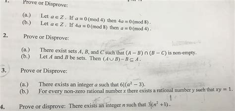 solved prove or disprove 1 a let a e z if a 0 mod 4
