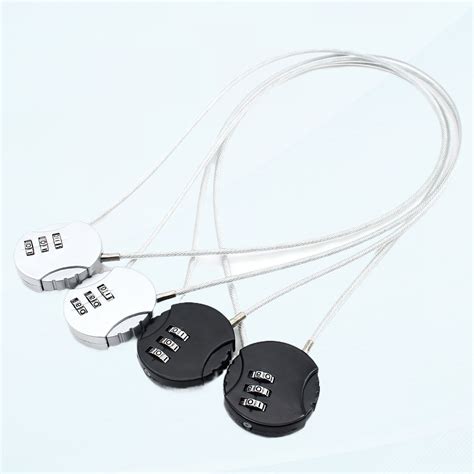 4 Pieces 3 Digit Combination Lock Small Cable Lock Waterproof Padlock With Long Wire Rope