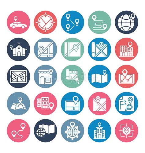 Map And Navigation Isolated Vector Icons Set That Can Easily Modify Or