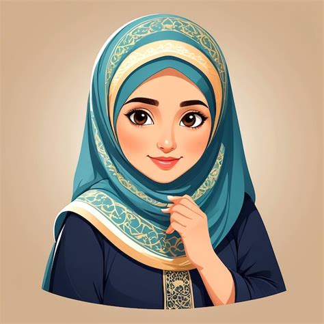 Premium Vector Cute Muslim Girl Character