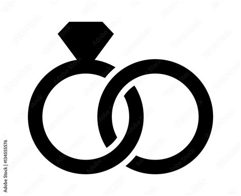 Wedding Rings With Diamond Linked Together In The Symbol Of Marriage
