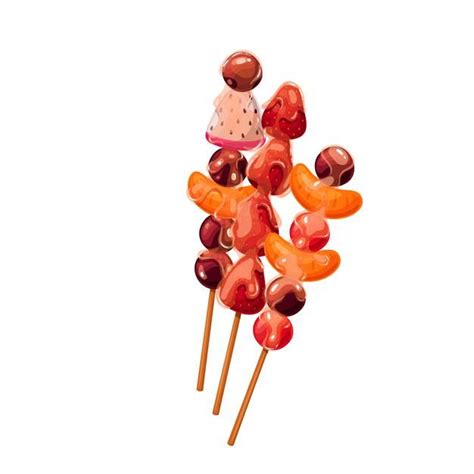 Premium Vector Tanghulu Icon Chinese Candied Fruit On The Stick