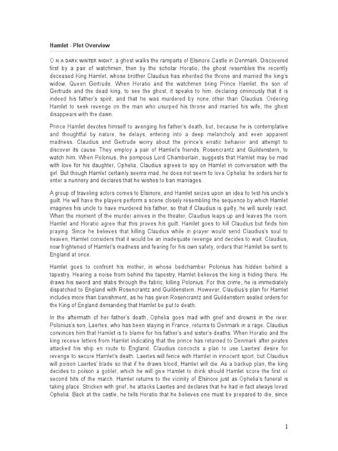Hamlet Plot Overview N A Dark Winter Night Pdf Hamlet Plays