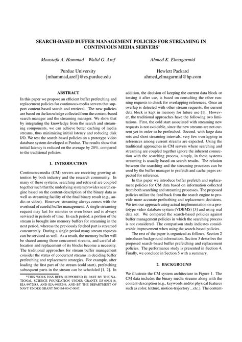 pdf search based buffer management policies for streaming in
