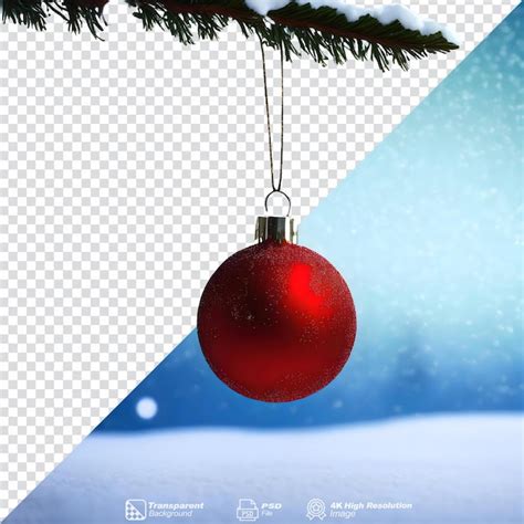Premium Psd Ornament Hanging In Snow During Christmas Isolated On