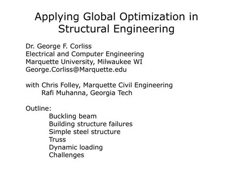 Ppt Applying Global Optimization In Structural Engineering Powerpoint