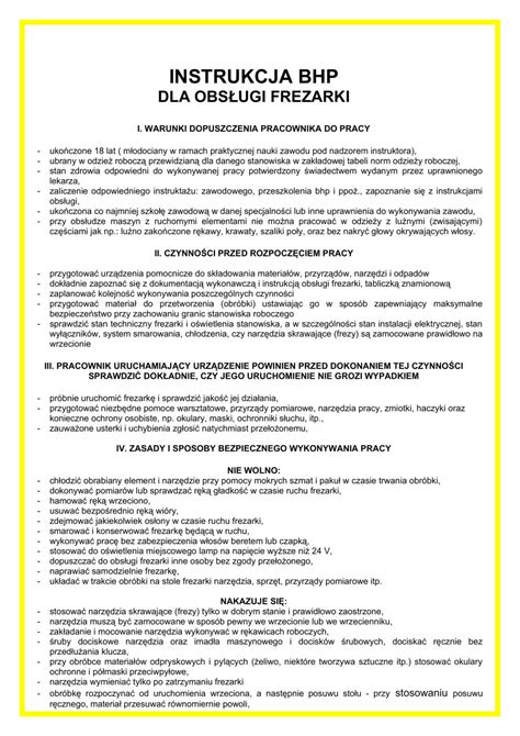 Instrukcja bhp dla obsługi frezarki SBIHP
