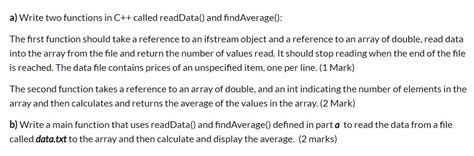 Solved A Write Two Functions In C Called Readdata And