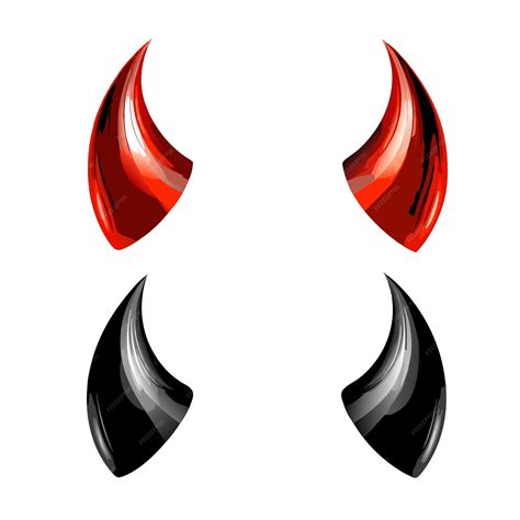 Premium Vector Red And Black Devil Horns On A Isolated White