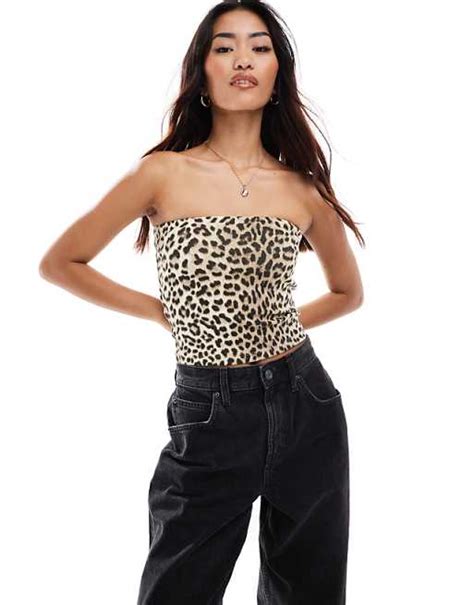 Stradivarius Str Trägerloses Oberteil Mit Leopardenmuster Asos