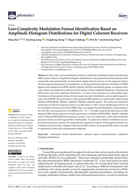 Pdf Low Complexity Modulation Format Identification Based On