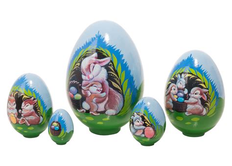 Rabbit Bungalow Nesting Easter Eggs 5pc5