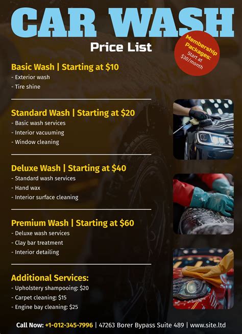 Car Wash Price List Car Wash Prices Car Wash Business Car Wash