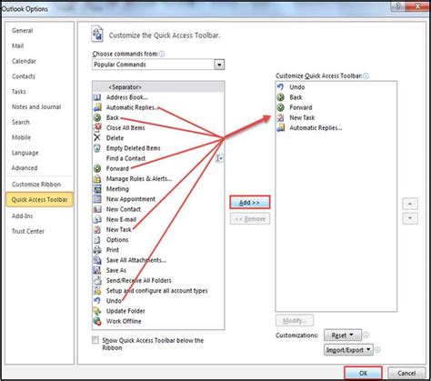 Microsoft Outlook 2010 How To Customize The Quick Access Toolbar Quest