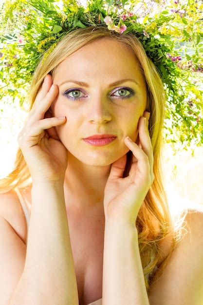 Premium Photo Beautiful Young Girl Lies On A Clearing Among White Flowers White Flowers