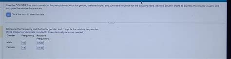 Solved Use The Countif Function To Construct Frequency