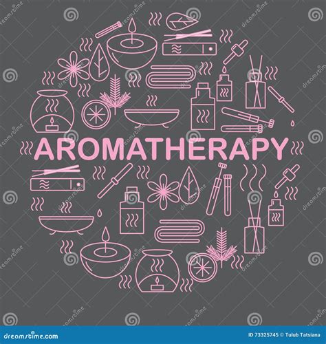 Aromatherapy Round Banner With Icons Aromatherapy Icons For