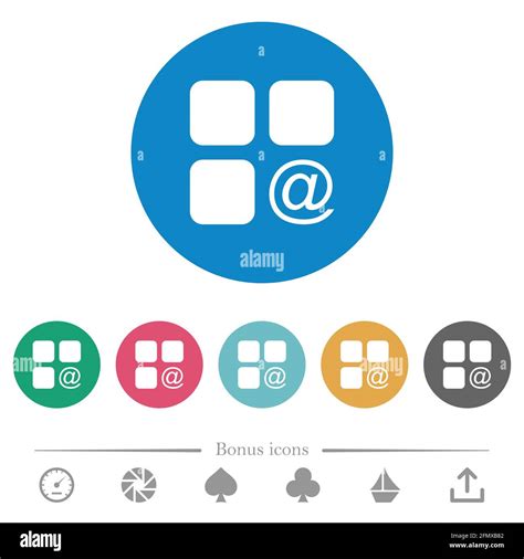 component sending email flat white icons on round color backgrounds 6