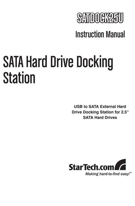 STARTECH COM SATDOCK U INSTRUCTION MANUAL Pdf Download ManualsLib
