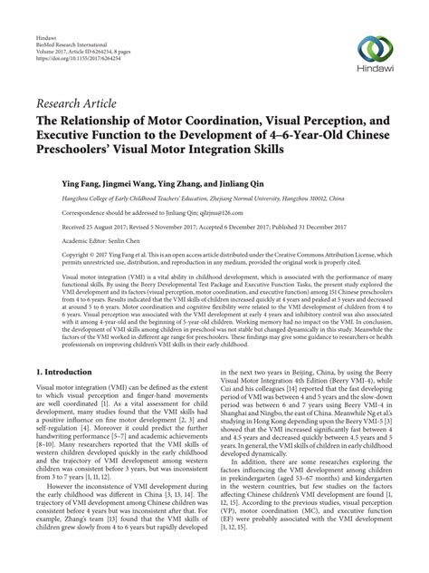 Pdf The Relationship Of Motor Coordination Visual Perception And