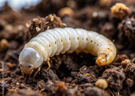 Photo And Art Print Creamy White Segmented Larvae With Tiny Legs And