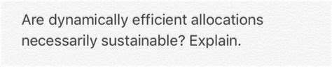 Solved Are Dynamically Efficient Allocations Necessarily