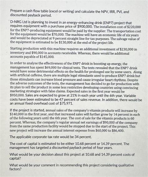 Solved Prepare A Cash Flow Table Excel Or Writing And