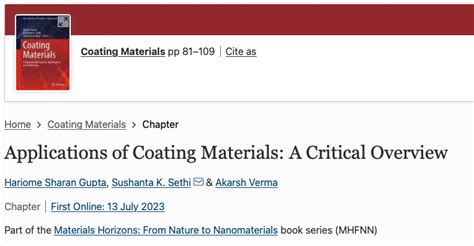 Pdf Applications Of Coating Materials A Critical Overview