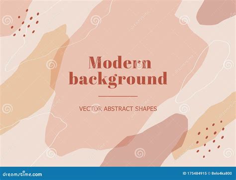 Fashion Stylish Template With Organic Abstract Shapes And Line In Nude Pastel Colors Neutral
