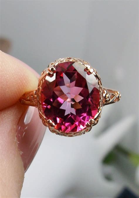Natural Pink Topaz Ring Rose Gold Plated Sterling Silver 34ct