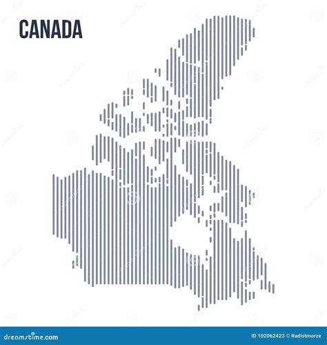 Vector Abstract Hatched Map Of Canada With Vertical Lines Isolated On A White Background Stock