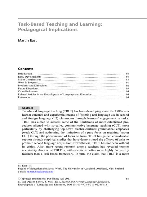 task based teaching and learning pedagogical implications pdf