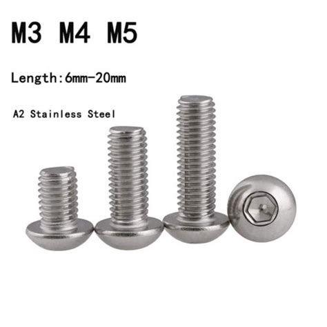 M3 M4 M5 Socket Button Screws Dome Head Hex Allen Bolts A2 Stainless