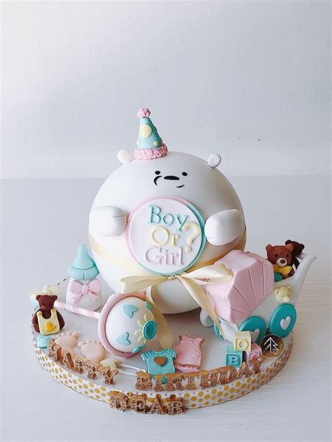 Bare Bear Gender Reveal Cake Selangor Pj Kl Malaysia Online Delivery