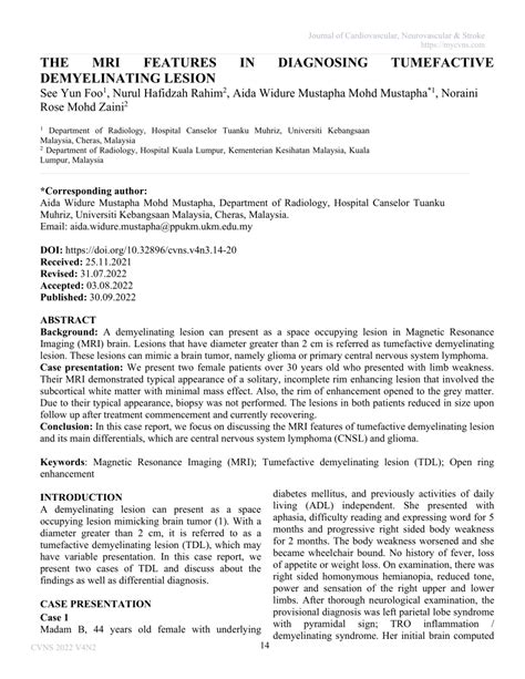 Pdf Magnetic Resonance Imaging Mri Features In Diagnosing