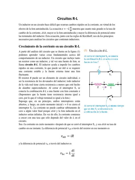 Circuitos R L Análisis Y Comportamiento Pdf Inductor Corriente