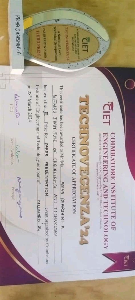 Priya Dharshini On Linkedin Paperpresentation Achievementunlocked