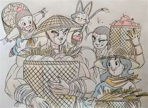 Lunch Yamcha Tenshinhan Chaozu And Puar Dragon Ball And More Drawn By Kakeru Dbskakeru