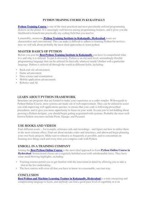 Ppt Python Training Course In Kukatpally Powerpoint Presentation Free Download Id9854591